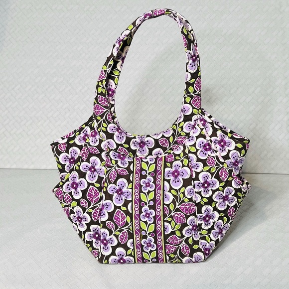 Vera Bradley | Bags | Vera Bradley Plum Petals Purple Green Floral ...
